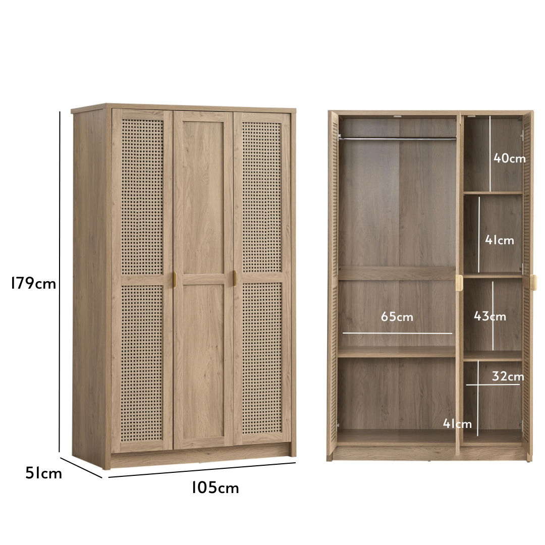 Furniture Direct NOKA 3 Door Rattan Door WARDROBE home furniture wardrobe almari baju | Shopee ...