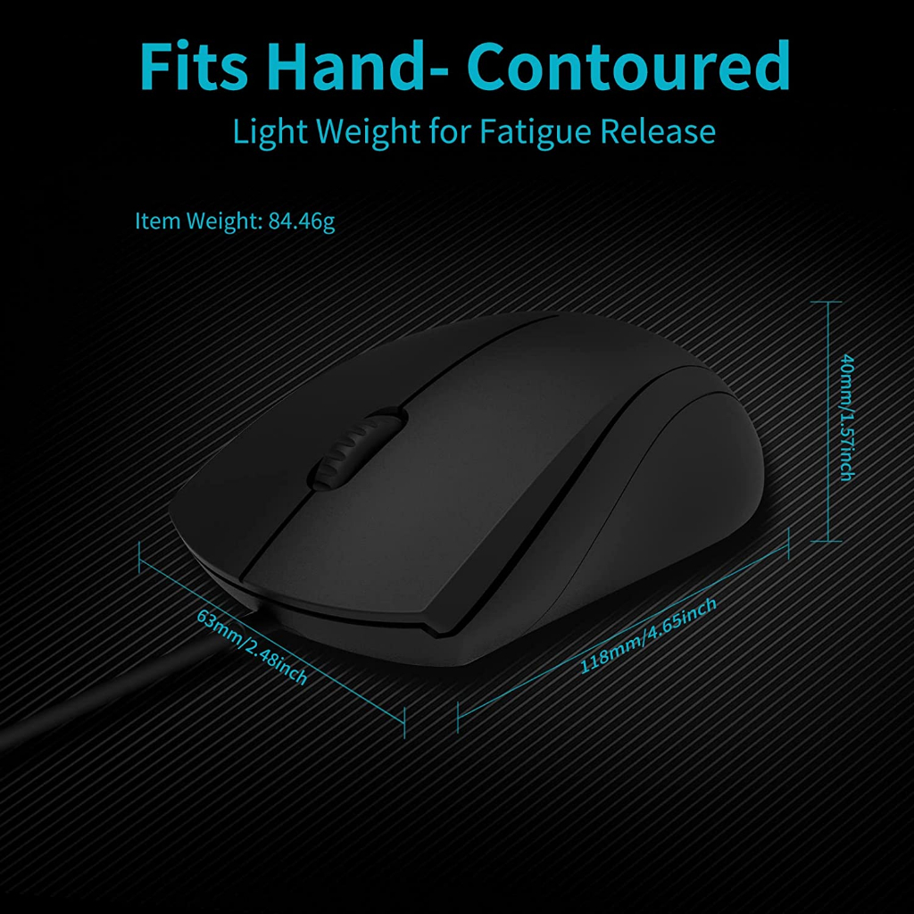 Rapoo N1600 Ergonomic Design Silent Wired Mouse 1000 DPI Entry Level ...
