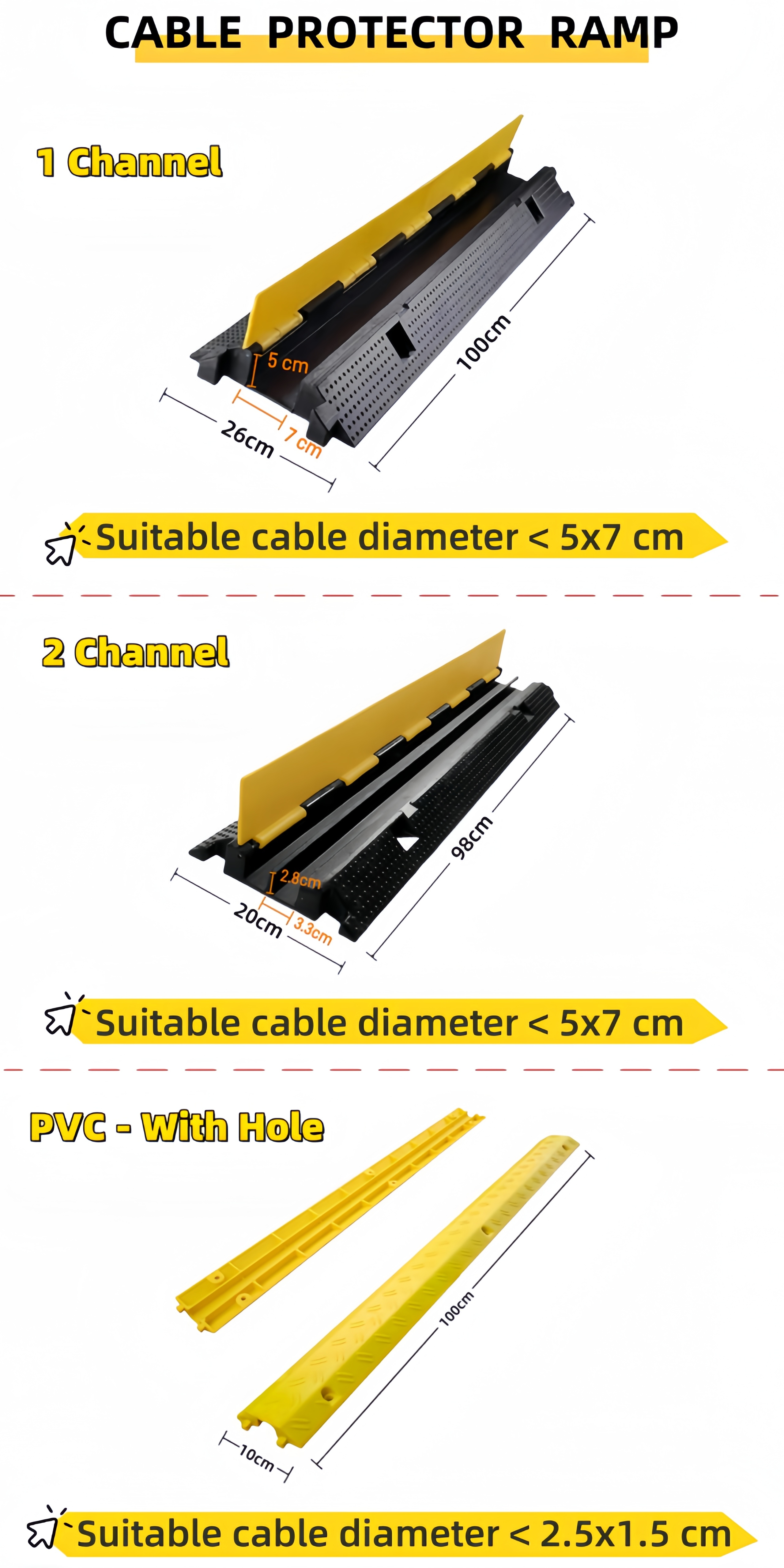 Heavy Duty Cable Protector Ramp Road Hump Rubber Speed Bump Cable ...
