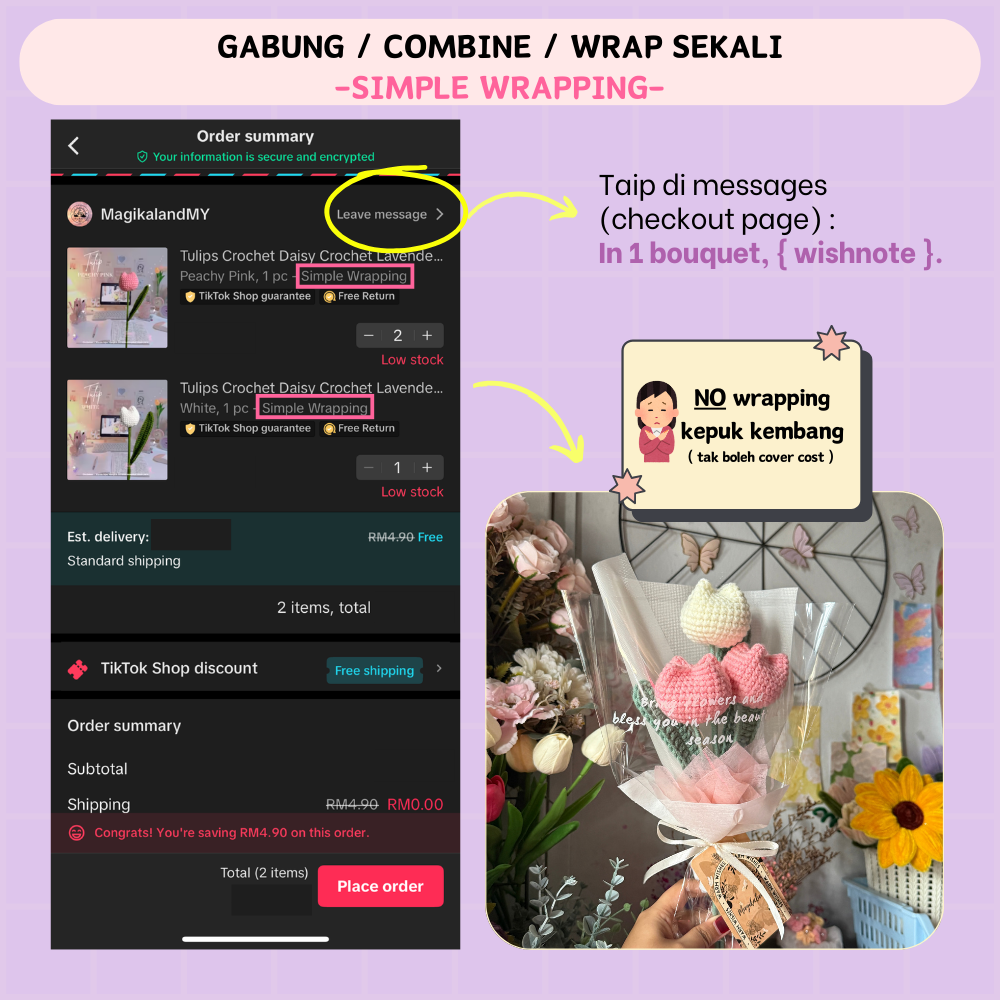 (Can Mix & Match) Tulips Crochet Daisy Crochet Lavender Crochet Forget Me Not Flower Handmade ...