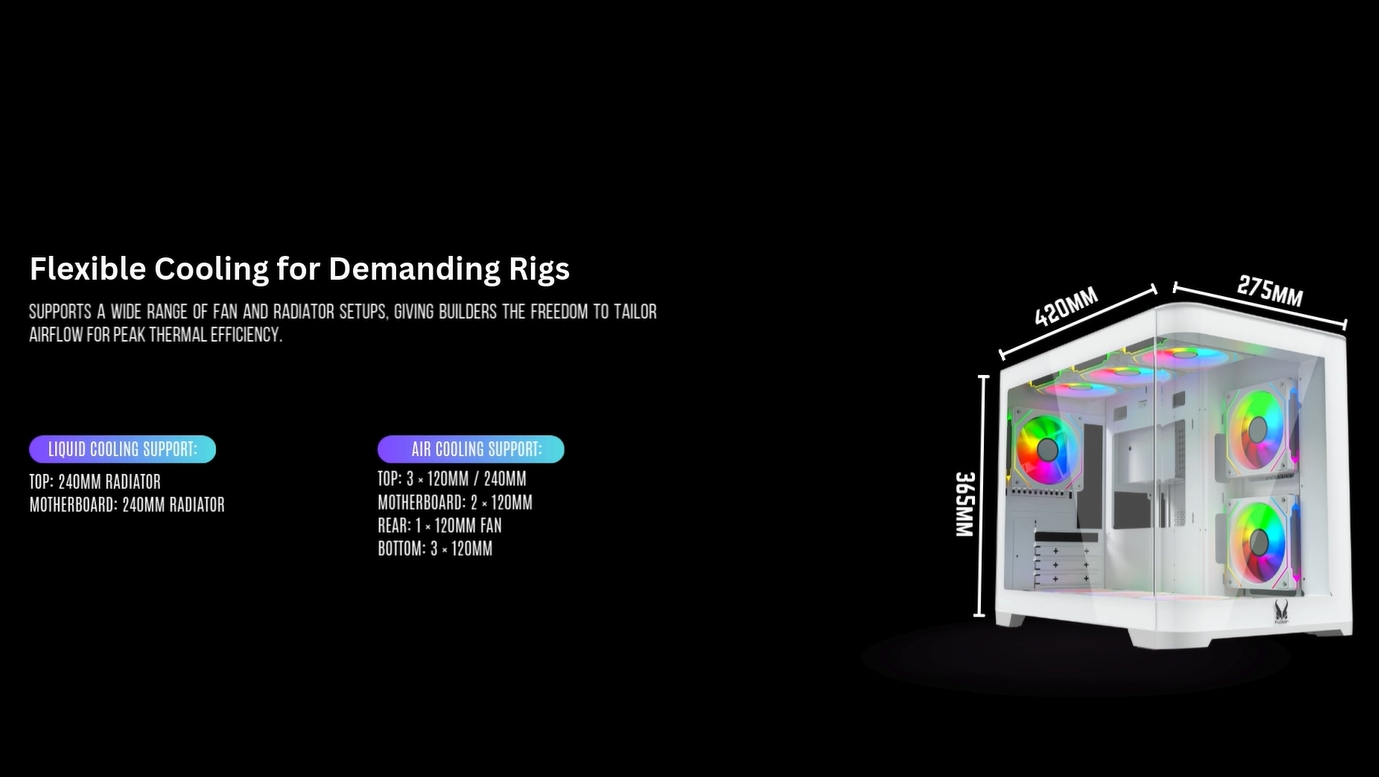 INVASION D-9000 M-ATX GAMING CASE TEMPERED GLASS PANEL WITH ABS FRAME ...
