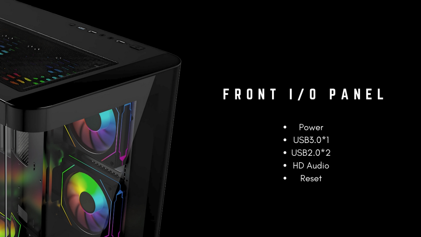 INVASION D-9000 M-ATX GAMING CASE ONLY NO FAN TEMPERED GLASS PANEL WITH ...