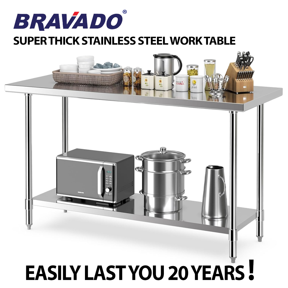 APACHE SUS 304 Meja Stainless Steel Working Table Meja Dapur Dining ...