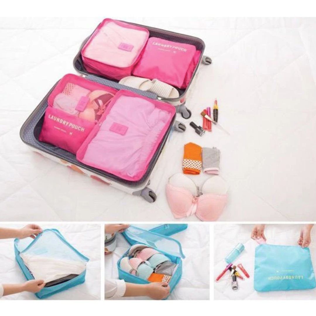 6-in-1 Waterproof Travel Packing Cubes – Polyester Organizer Bags for ...