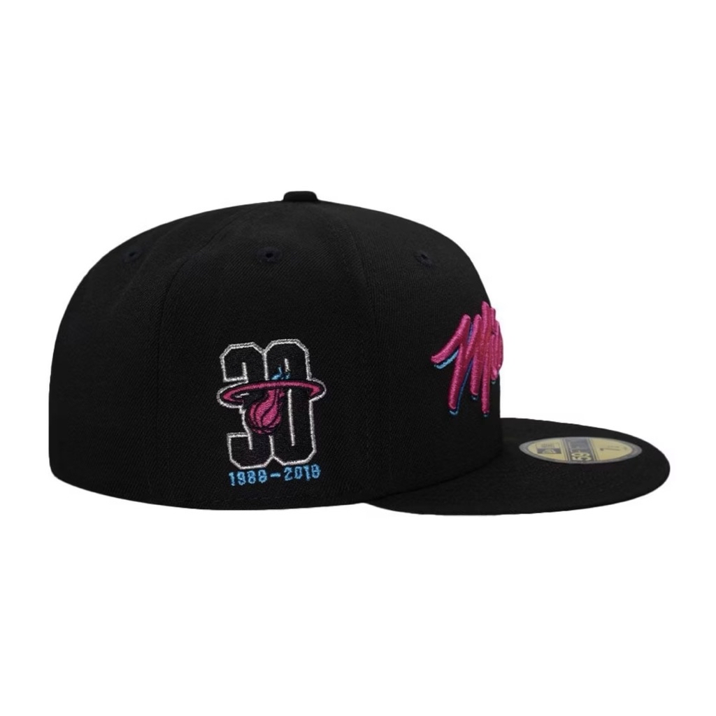 NEW ERA 59FIFTY FITTED MIAMI HEAT 30TH ANNIVERSARY BLACK HAT PRIME ...