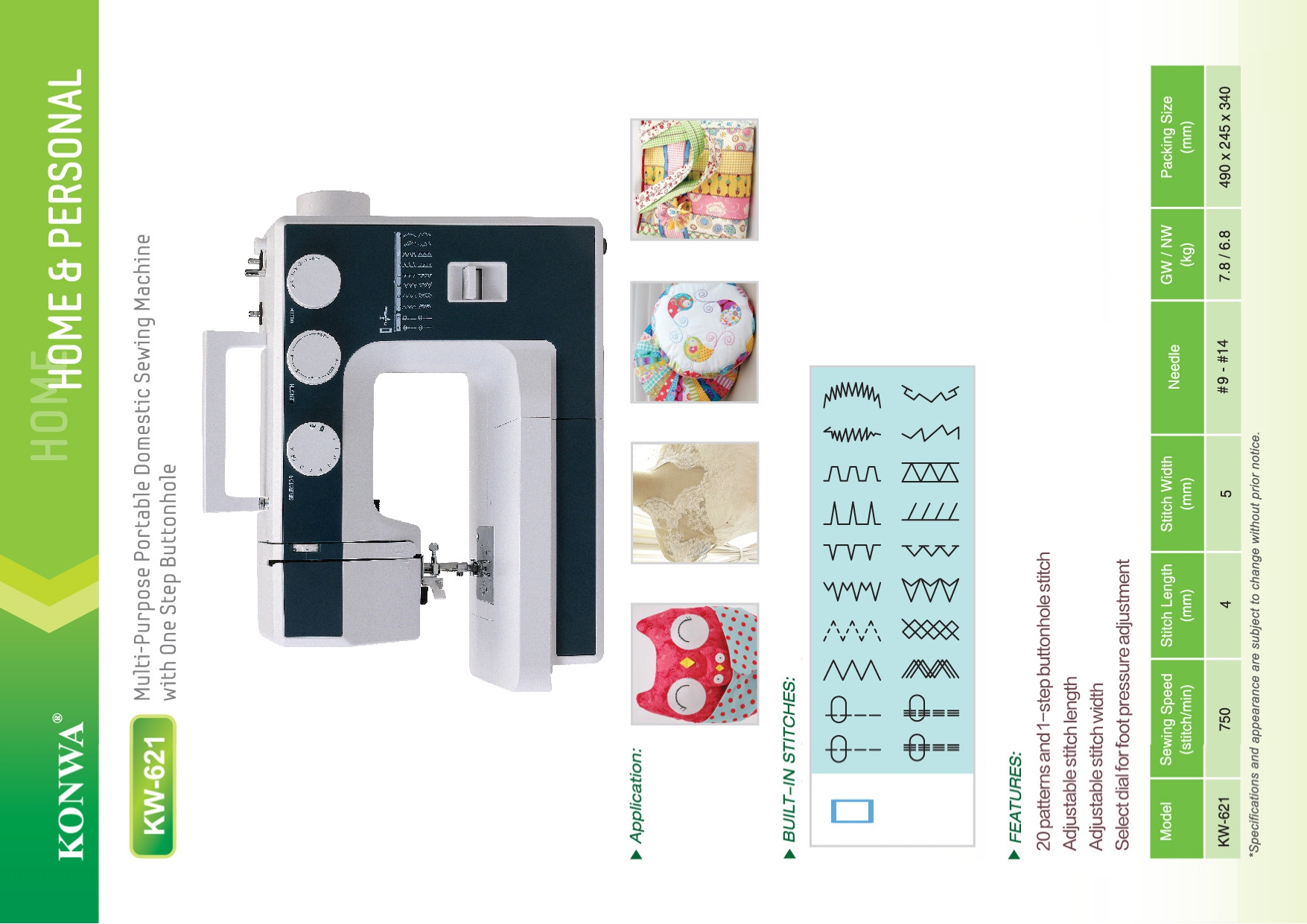 KONWA Multi-Purpose Portable Domestic Sewing Machine with One Step ...