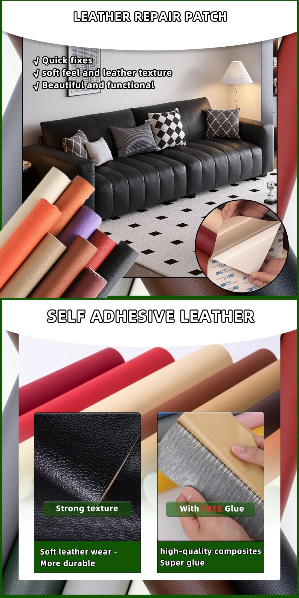 【🔥 READY STOCK】60x140cm Self Adhesive Leather Sofa Repair Patch Sticker ...