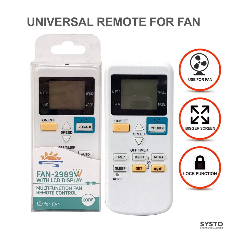Universal Fan Remote Control - Wall & Ceiling Fan (Model RMF989 ...