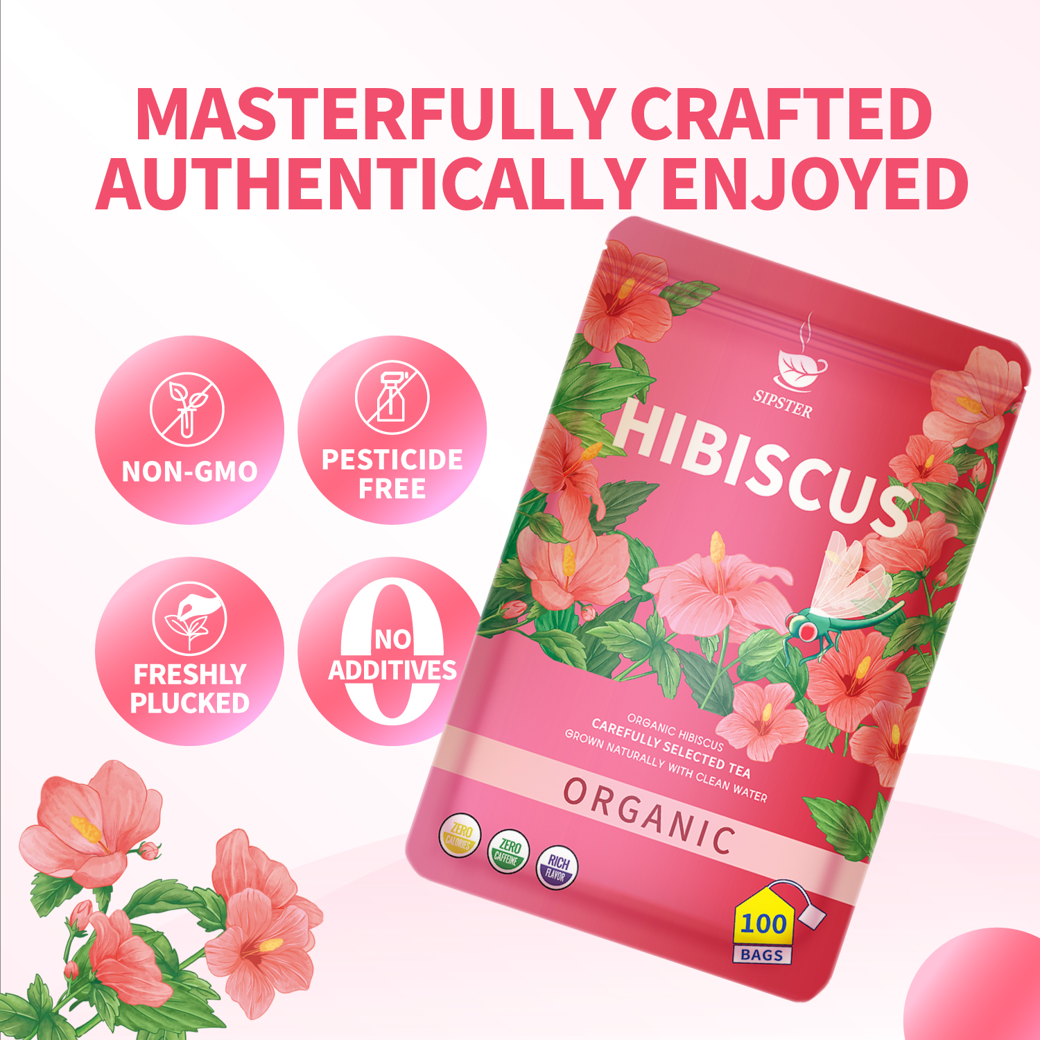 Sipster Hibiscus Detox Tea – 100 Bags | Organik Teh Ros | Slimming ...
