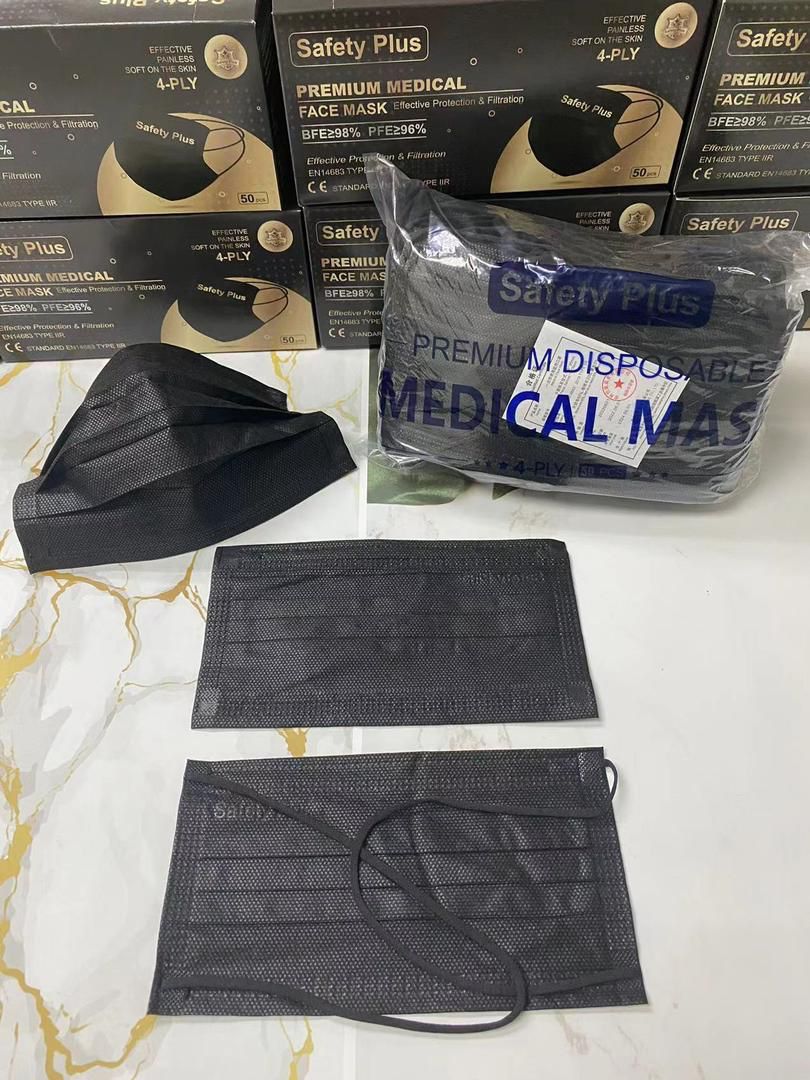Medishield 50pcs Full Black Mask 3ply Face Mask Hijab Mask Head Loop ...