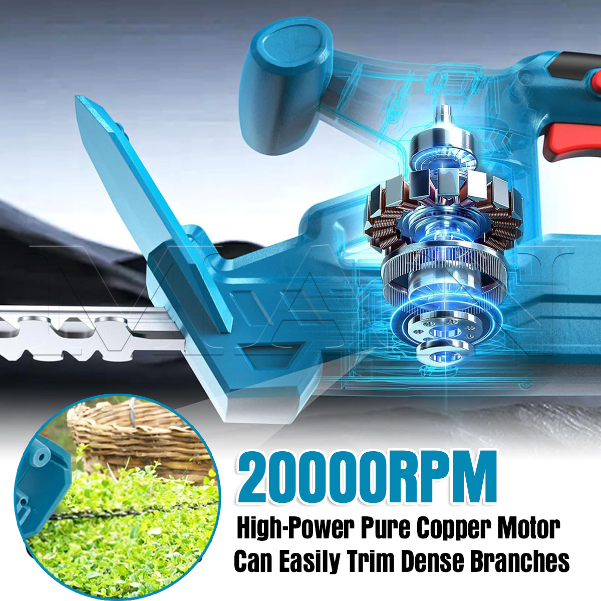 KELETOOL Cordless Hedge Trimmer Mesin Trim Pokok Bunga Garden Trimmer ...
