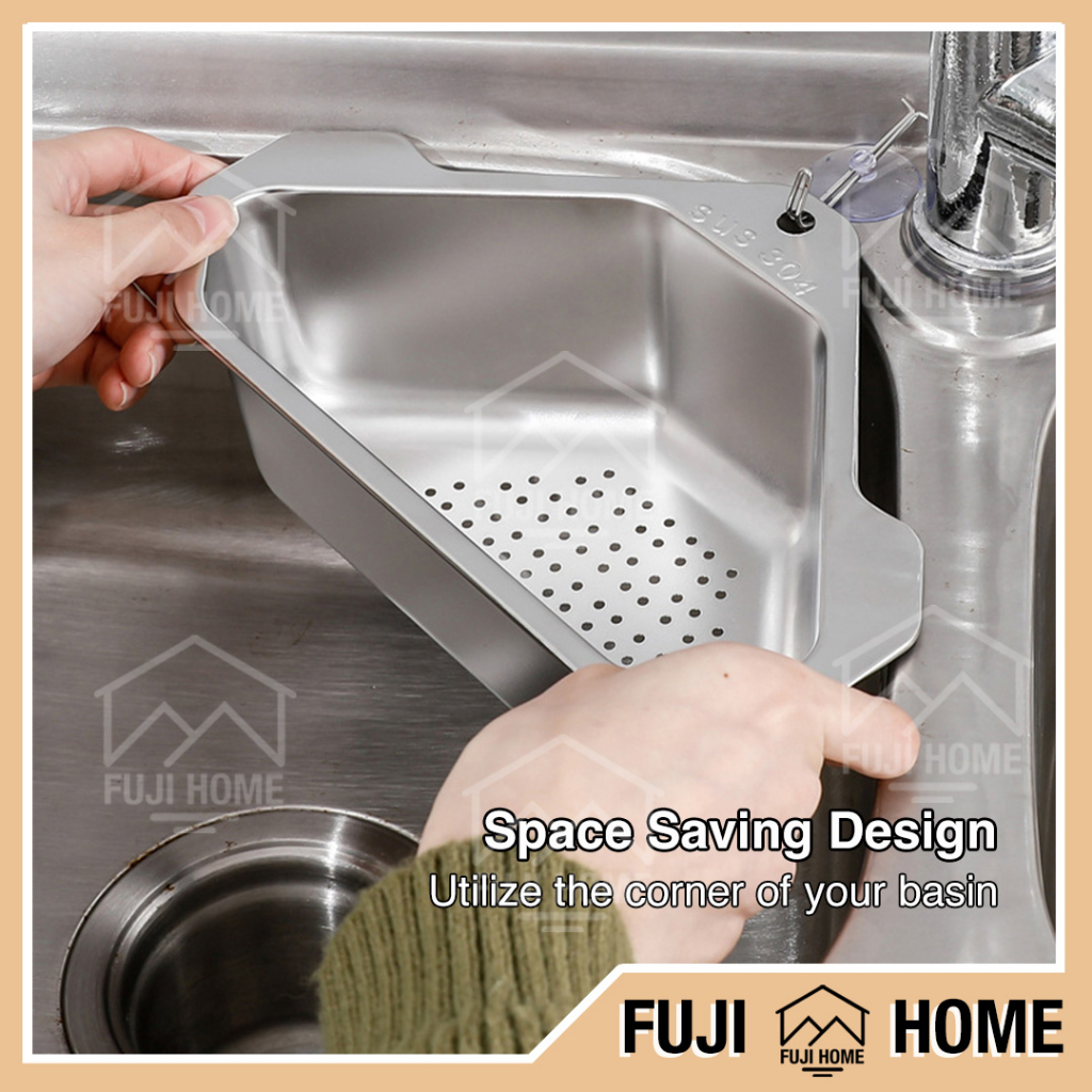 Triangle Sink Strainer - 304 Stainless Steel Drain Basket with Hook ...