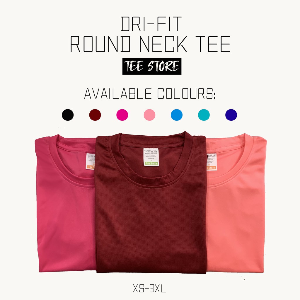 [Tee Store] Dri Fit Microfiber Round Neck T-Shirt - Unisex Short Sleeve ...