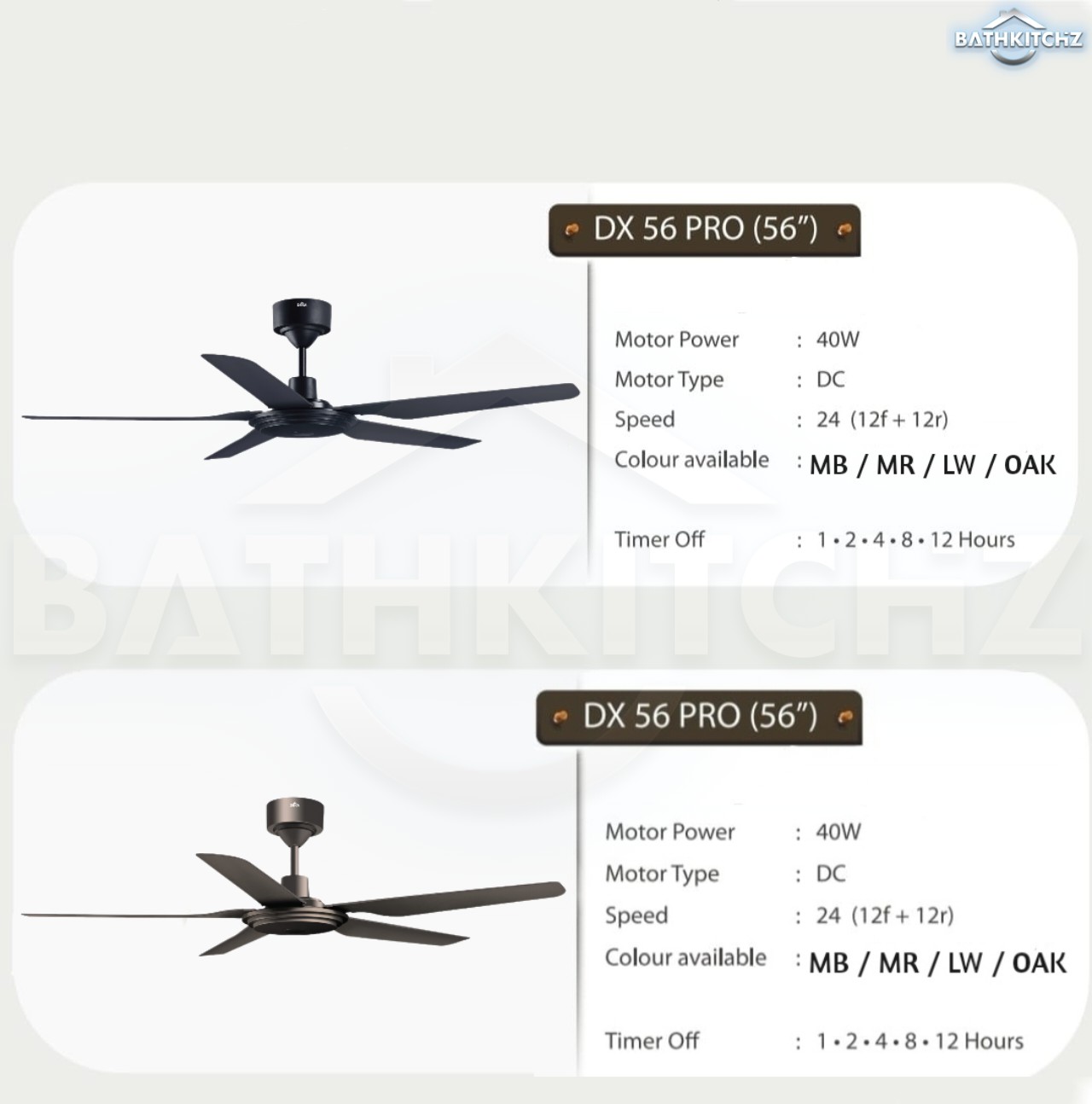 DEKA DX56 56" Ceiling Fan 5 Blades DC Motor SIRIM 24 Speeds Remote ...