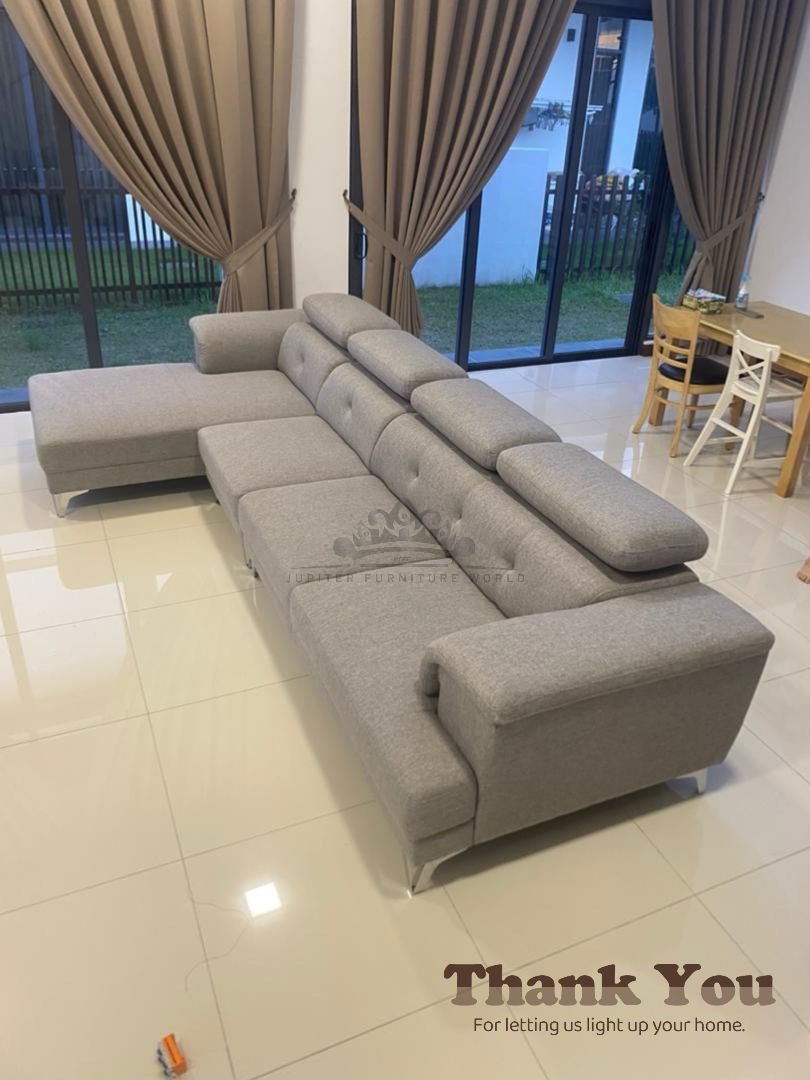 JFW-TAVIA L SHAPE SOFA - SOFA L SHAPE / 3 SEATER FABRIC SOFA / 4 SEATER ...