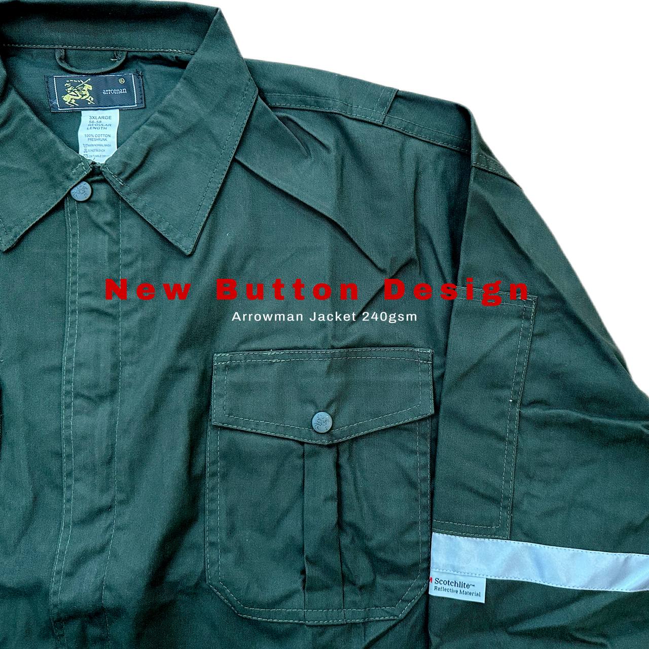 Arrowman 100% Preshrunk Cotton Dark Green Safety Jacket | SIRIM & DOSH ...