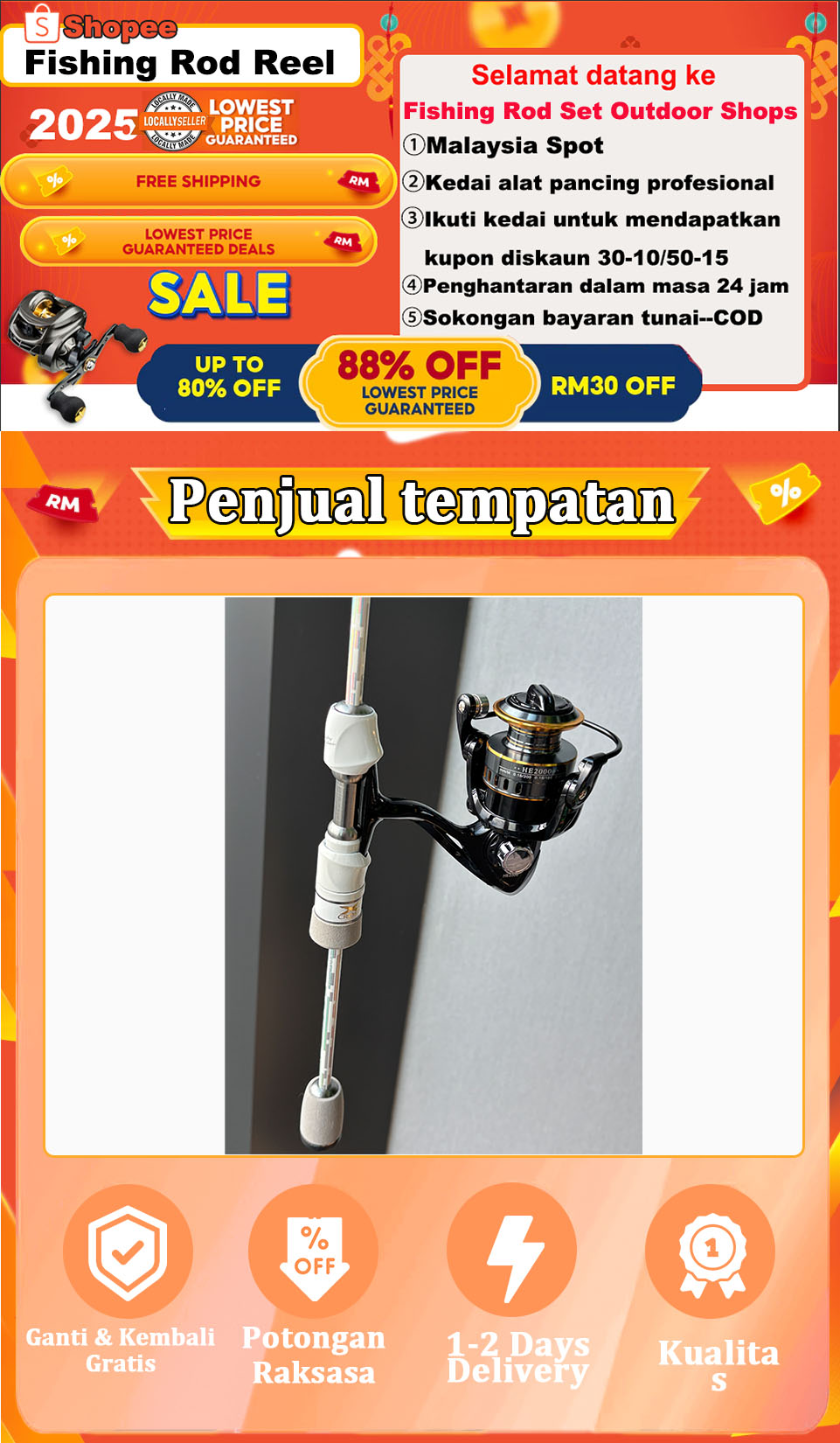 Fishing Rod Set Barang Mancing Set Fishing Combo Set Joran Pancing Set ...