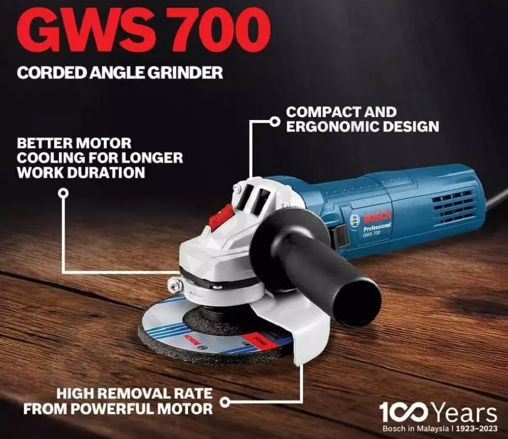 BOSCH GWS 700 ANGLE GRINDER 4" | 710W | M10 | 12,000RPM COME WITH ...