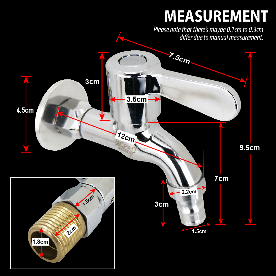 MCPRO Bathroom FAUCET WALL BIB Water Tap / Kepala Paip dinding bilik ...