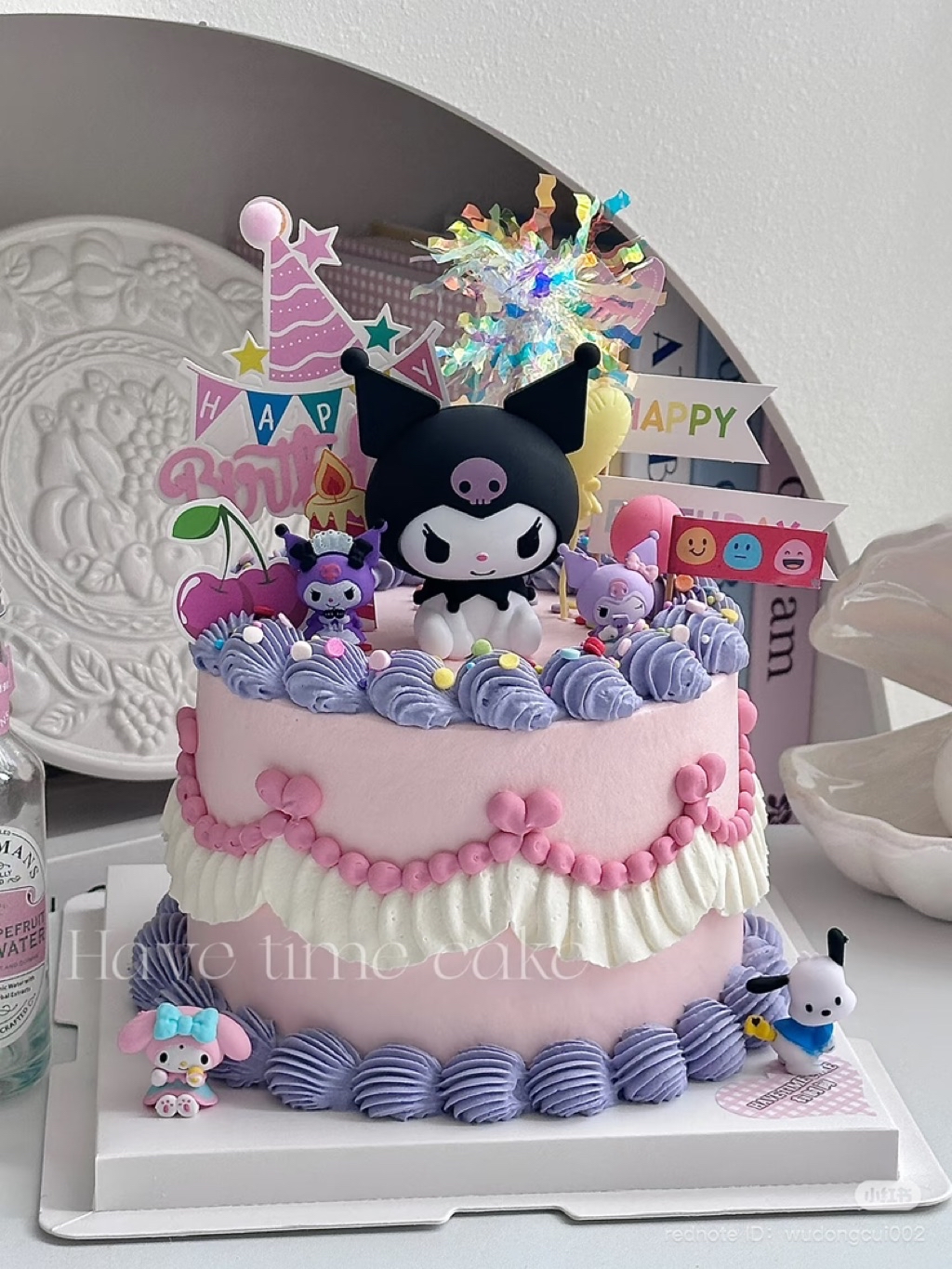 MISS BAKE Hiasan Kek Dekorasi Kuromi Theme Sanrio Toy Birthday Cake ...
