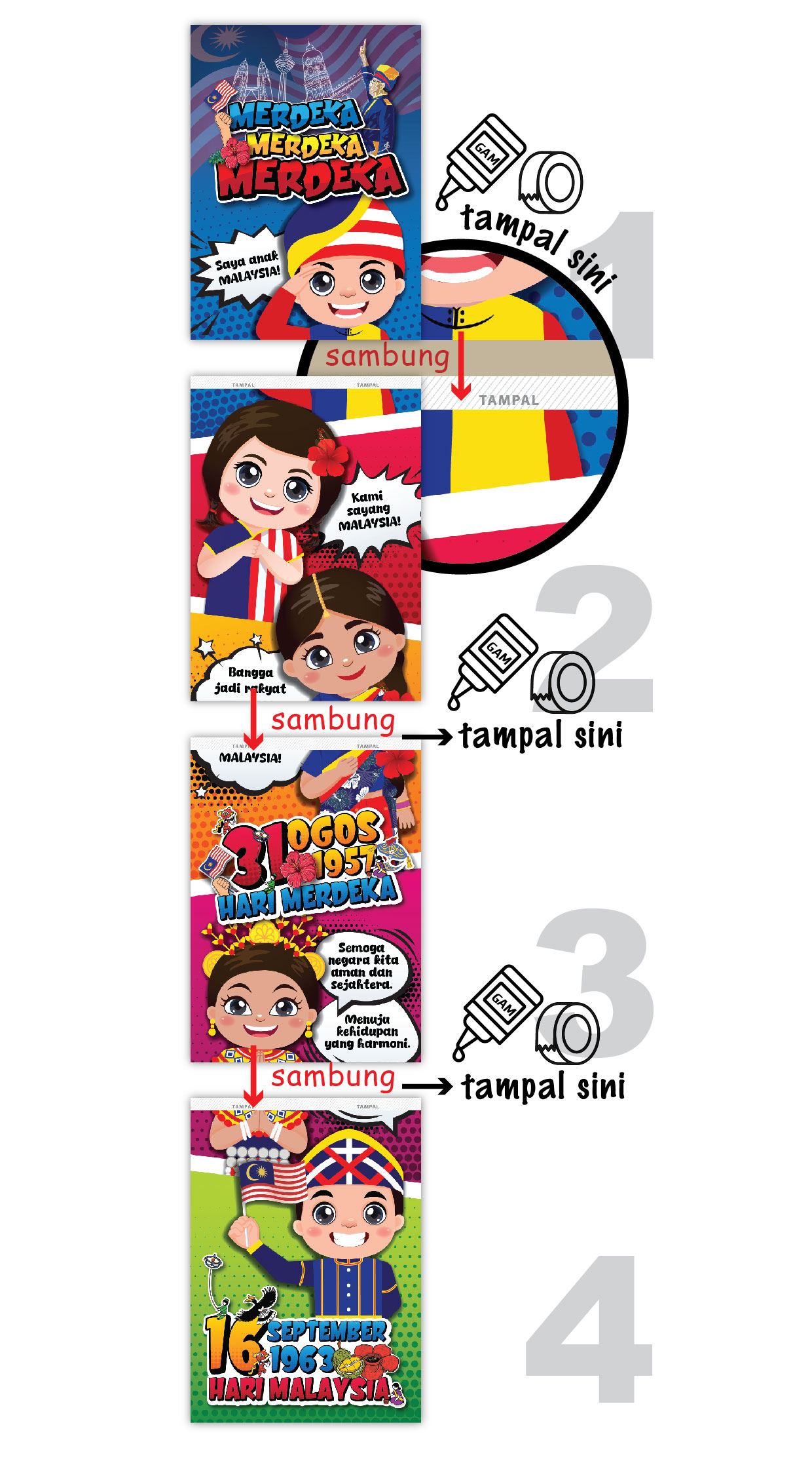 Hiasan Budget Merdeka / Kad Tebal Dekorasi Keceriaan Merdeka Hari ...