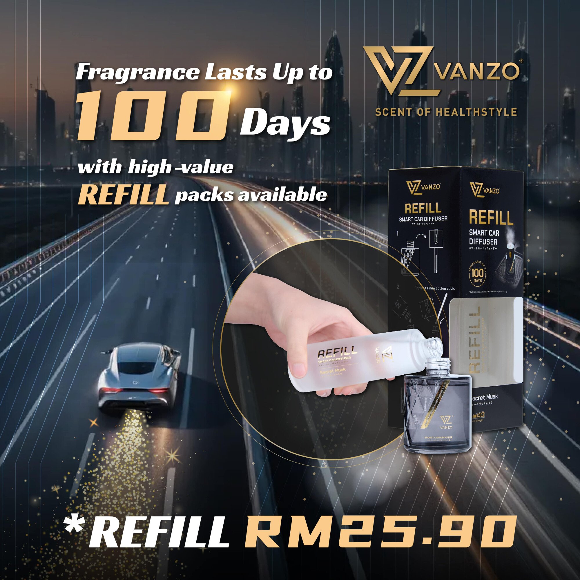 Vanzo Smart Car Diffuser Refill Pack-Secret Musk (100ml) | Shopee Malaysia