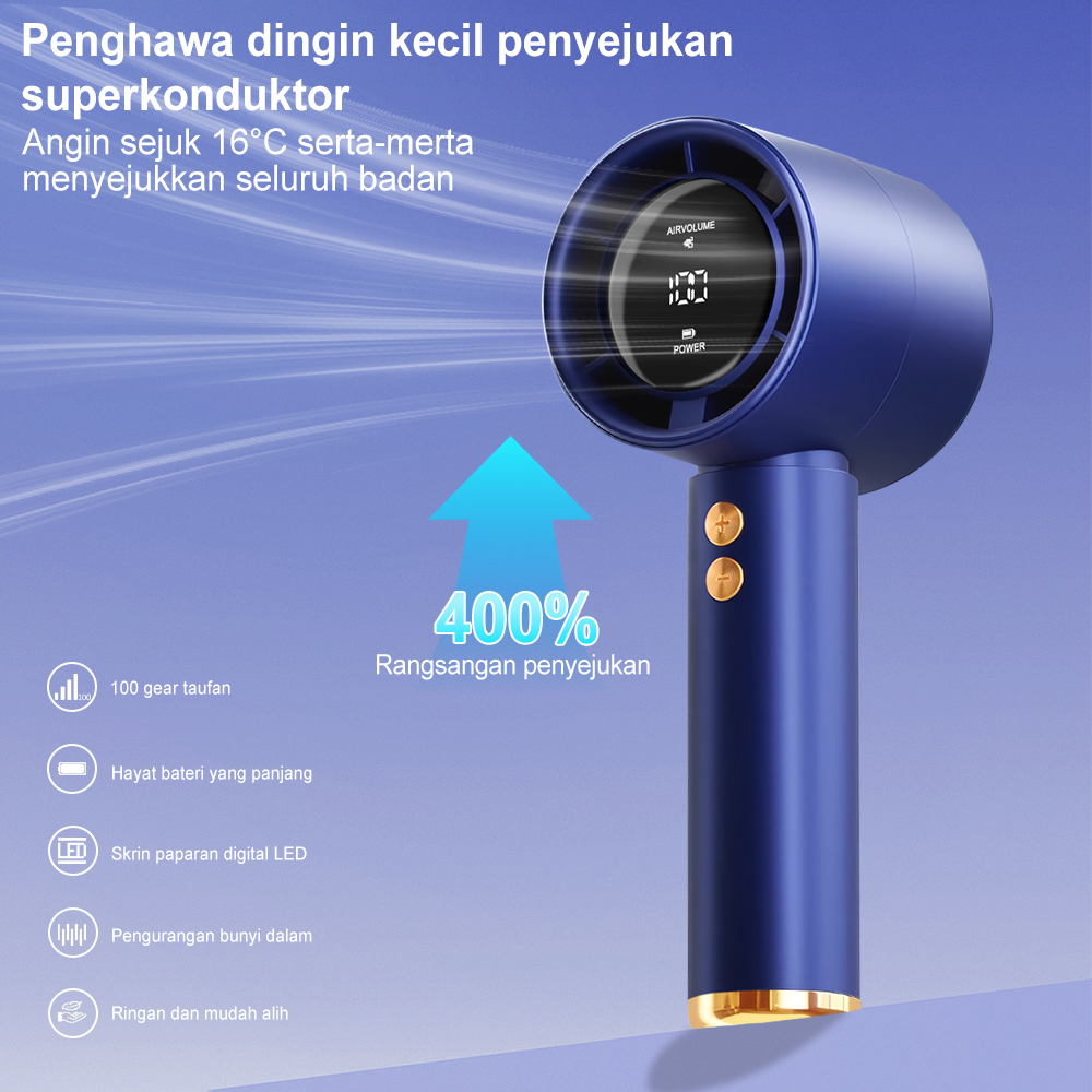 SIMMO Handheld Fan Kipas Angin The LED Digital Display 100 Gears Ultra ...