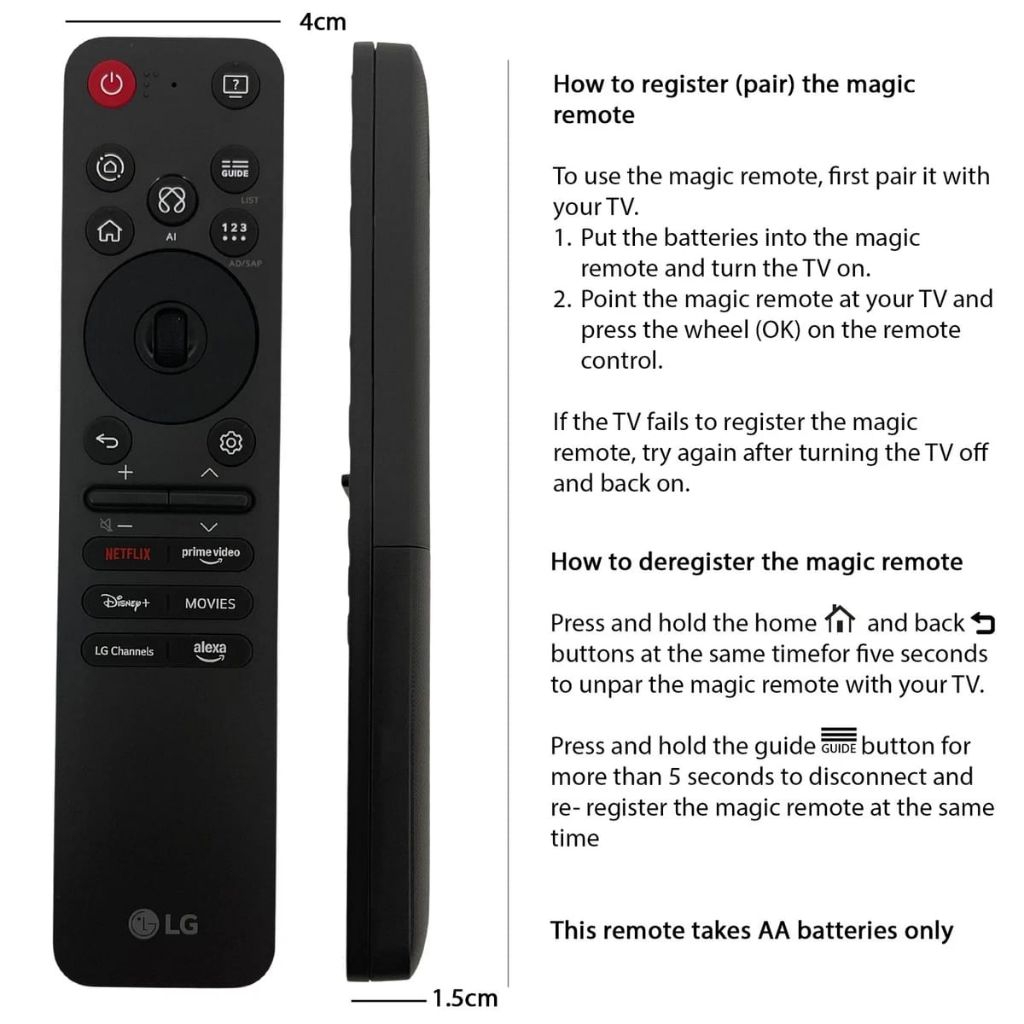 Lg AI Magic Remote 2025 MR25GA MR24GA MR23GA MR22GA MR21GA MR20GA Magic Remote LG TVs AI Mode ...