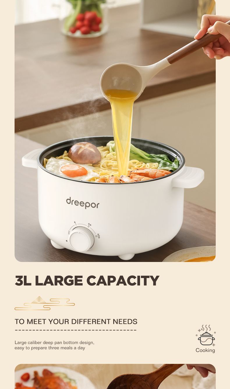 Dreepor 3L Electric Cooker 4 Gears Non-Stick Multi Rice Cooker with ...