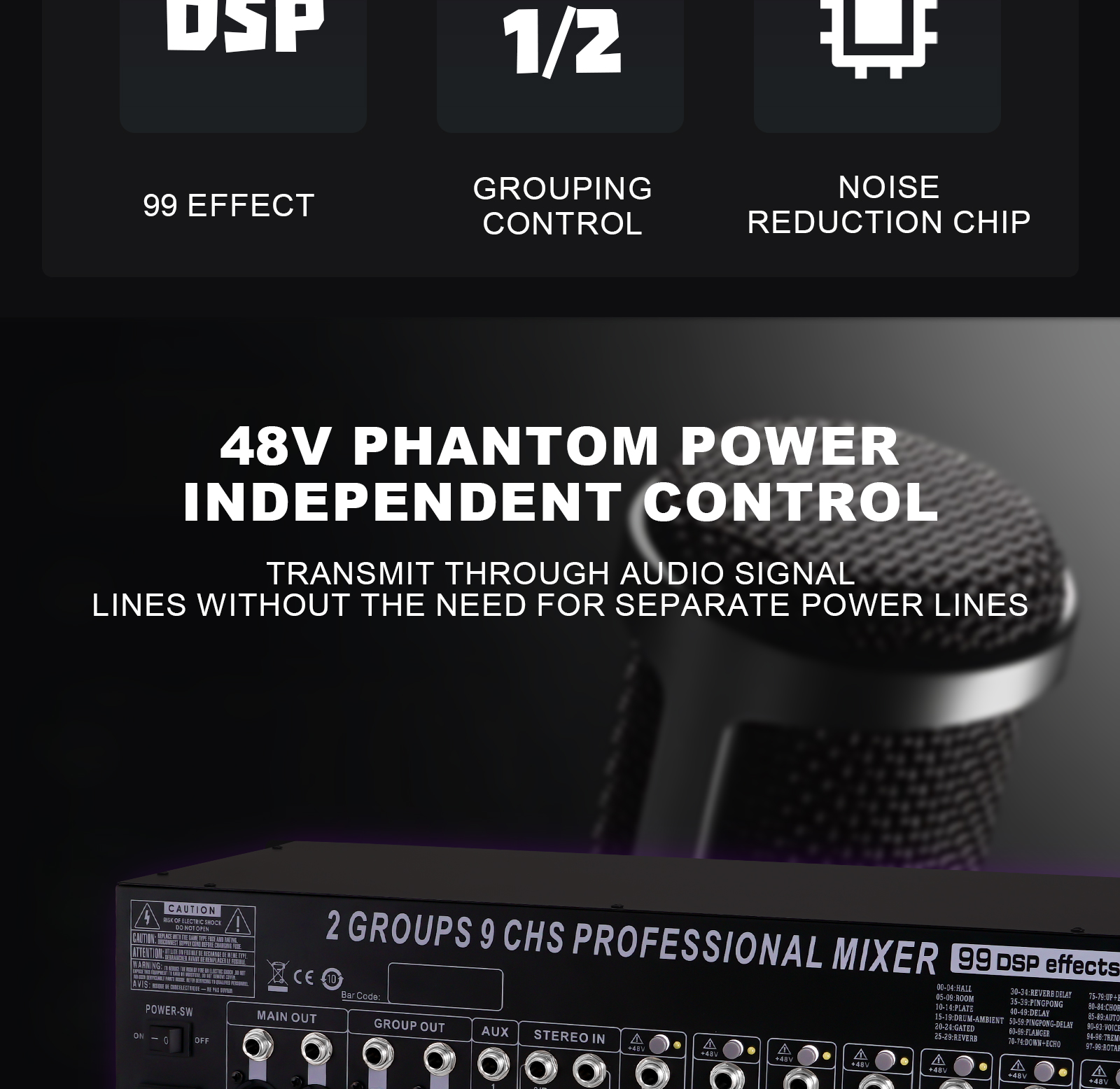 8-channel audio mixer rack-mounted embedded with USB Bluetooth 99 DSP ...