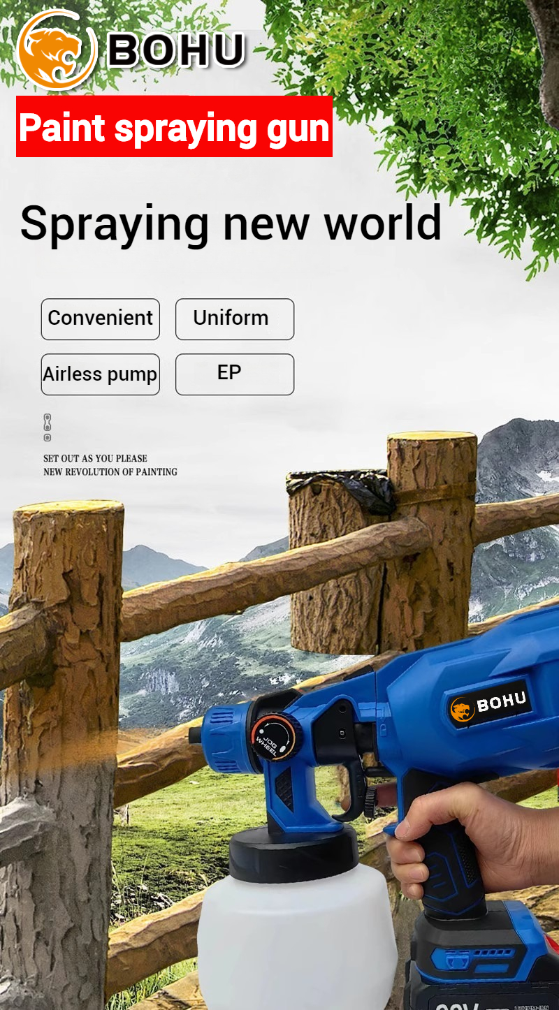 BOHU 3500W Cordless Paint Sprayer Electric Spray Gun Woodworking ...