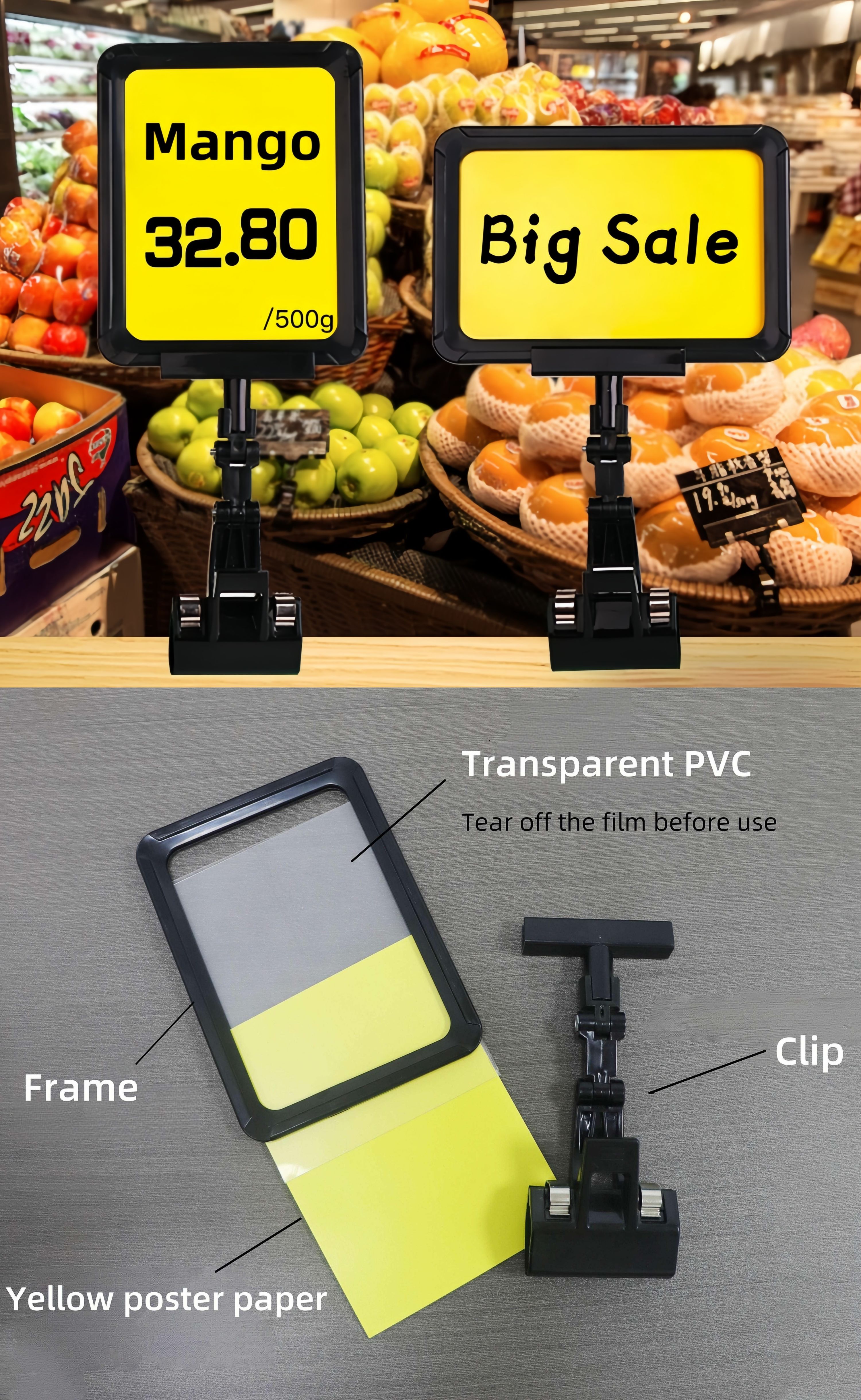 Mall Price Tag Clip Poster Display Board Supermarket A4 A5 Promotion ...