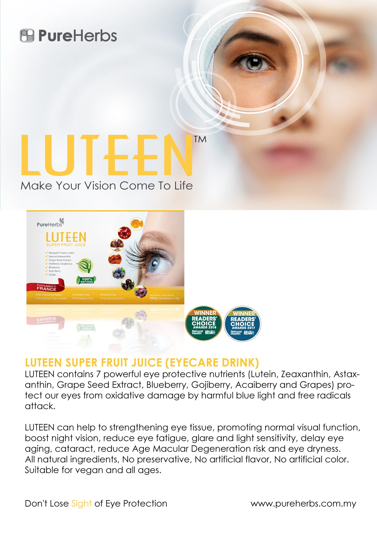 PUREHERBS LUTEEN Super Fruit Juice [20's x 15g] Kesihatan Mata ...