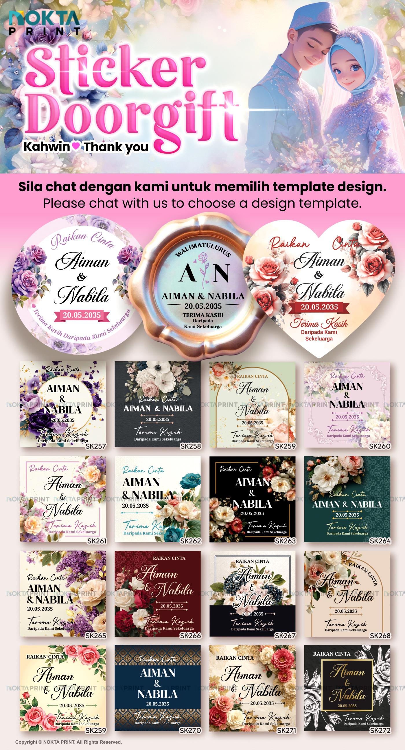 Sticker Kahwin Doorgift | Sticker Wedding | 3cm 4cm 5cm 6cm | 100/200 ...