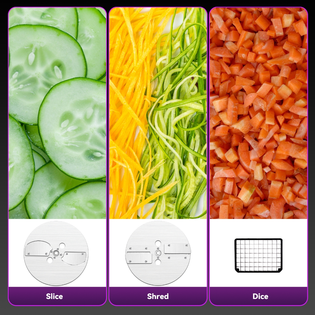 SUKINBO 3in1 Shred/Slice/Dice Multifunctional Electric Vegetable Cutter ...