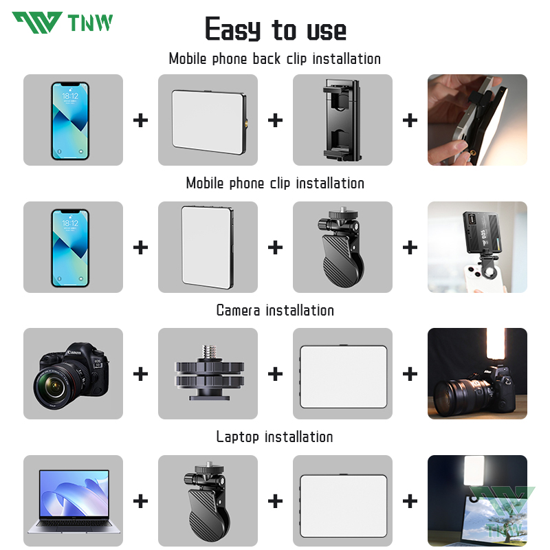 TNW D25 Mini LED Video Light Adjustable Portable Fill Light Dimmable ...