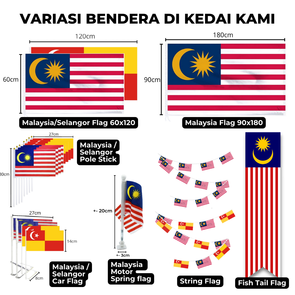 SUPERSAVE Bendera Malaysia Flag Banner Bendera Kereta Malaysia Car Flag ...