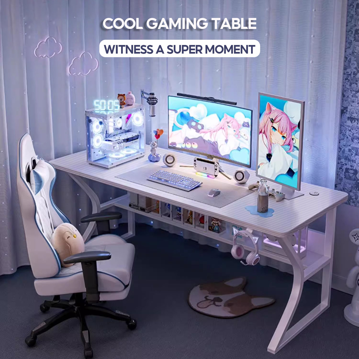 KUCADI High Quality Gaming Table Computer Table White Gaming Table ...