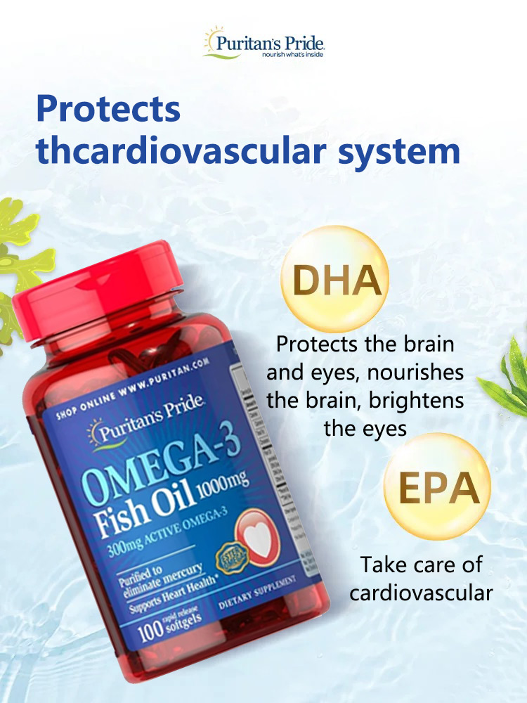 Puritan Pride Omega-3 Fish Oil 1000 mg 100 Softgels Supports healthy heart circulation EXP 09/ ...
