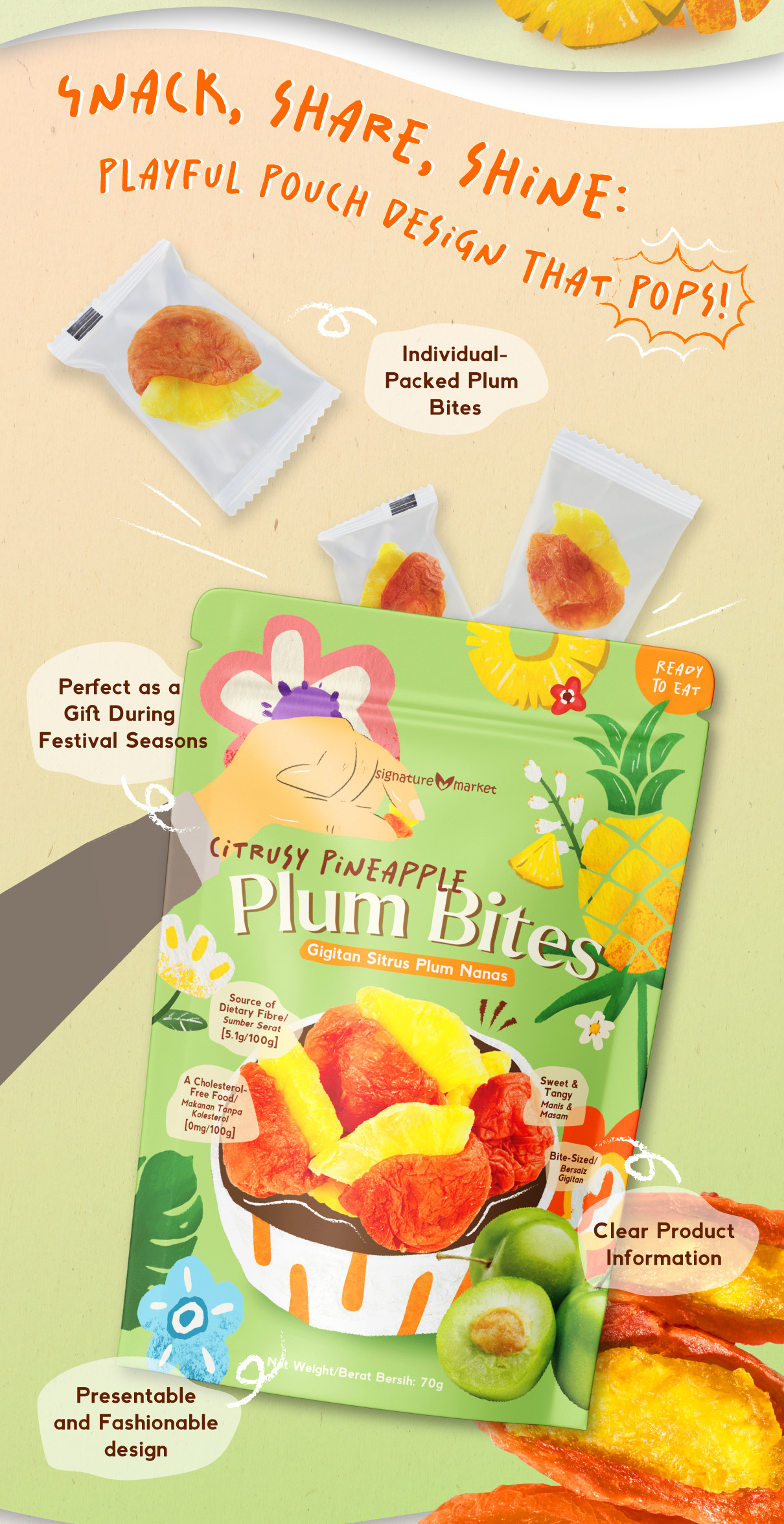 Signature Market Citrusy Pineapple Plum Bites (70g) | Shopee Malaysia