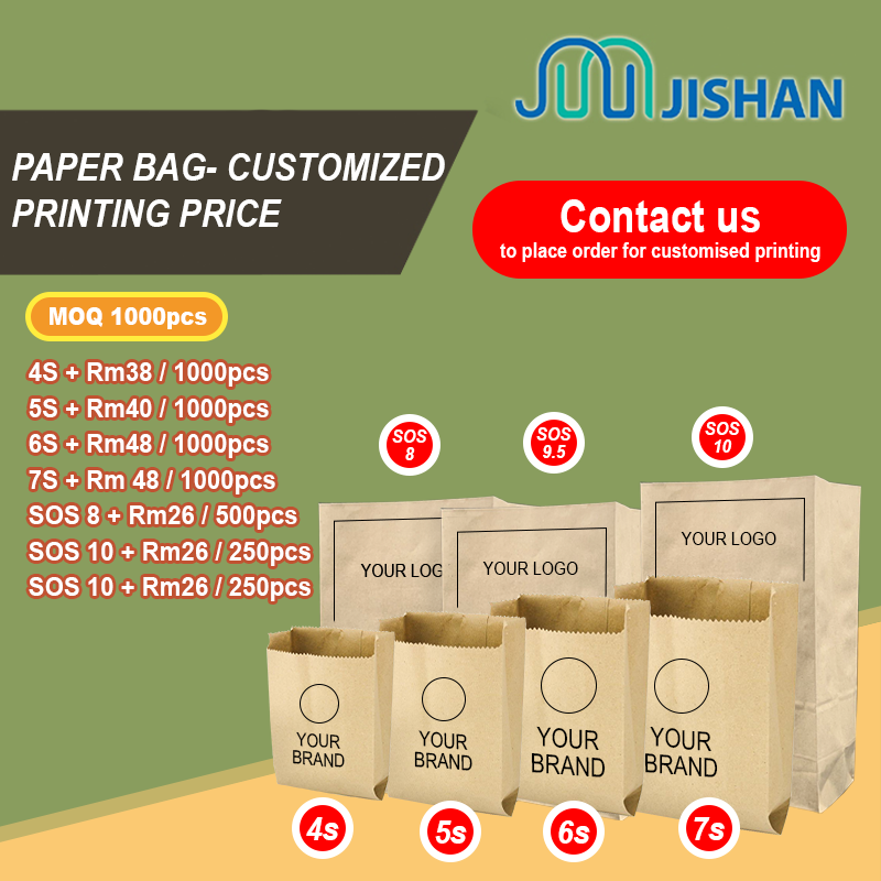 [CTN] Sachel Paper Bag CUSTOMISED Square / V Shape SOS Food Brown ...