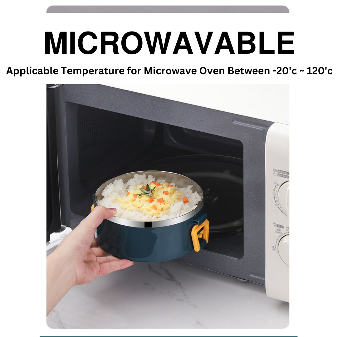 Microwave Stainless Steel Insulated Food Container Storage Lunch Box ...