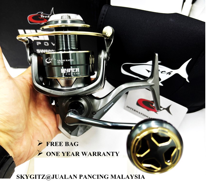 GTECH HYPER POWER Metal Aluminium SW FISHING REEL, Ready Stock | Shopee ...