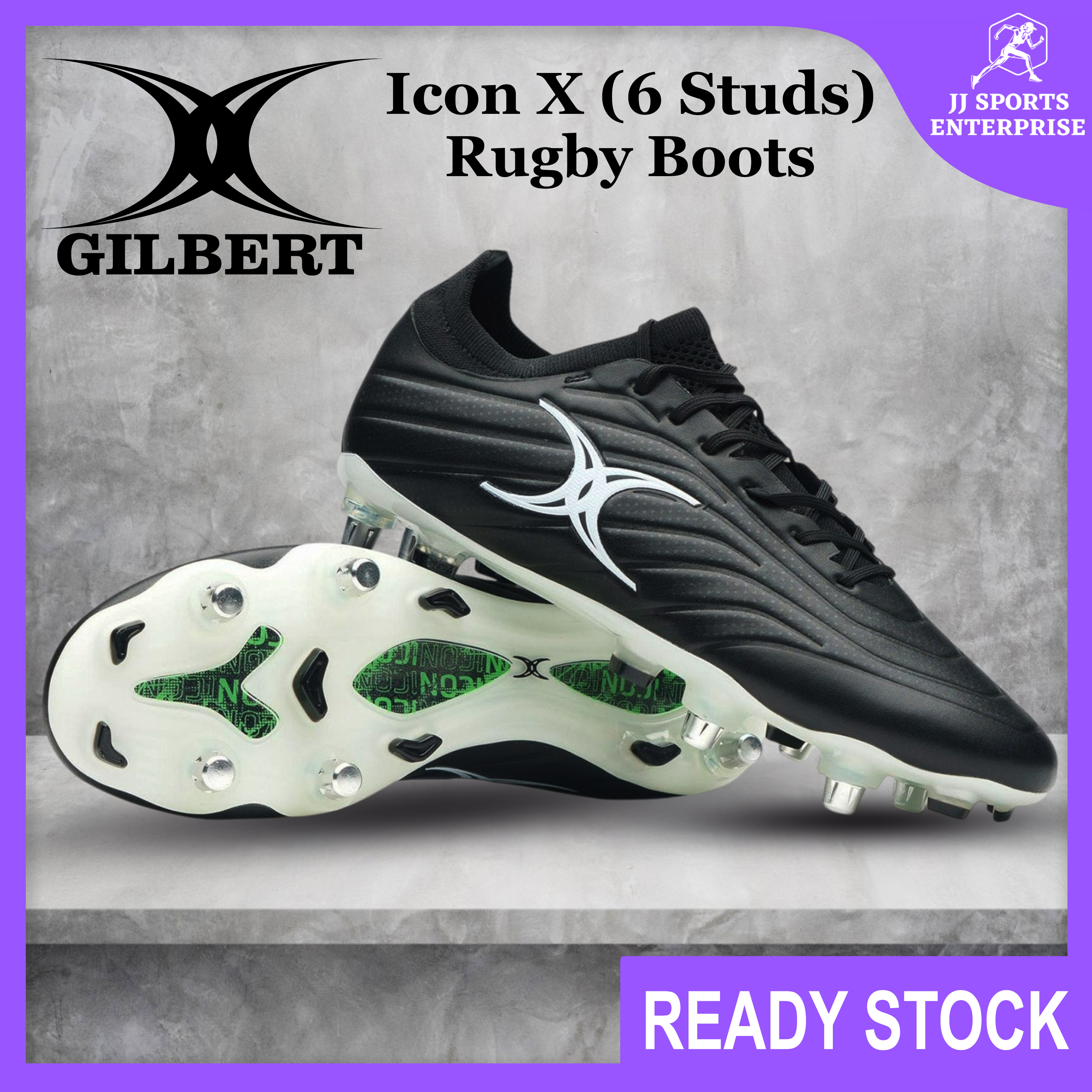 Gilbert Icon X Rugby Boots (6 Studs) Rugby Boot Kasut Ragbi Kasut Bola ...