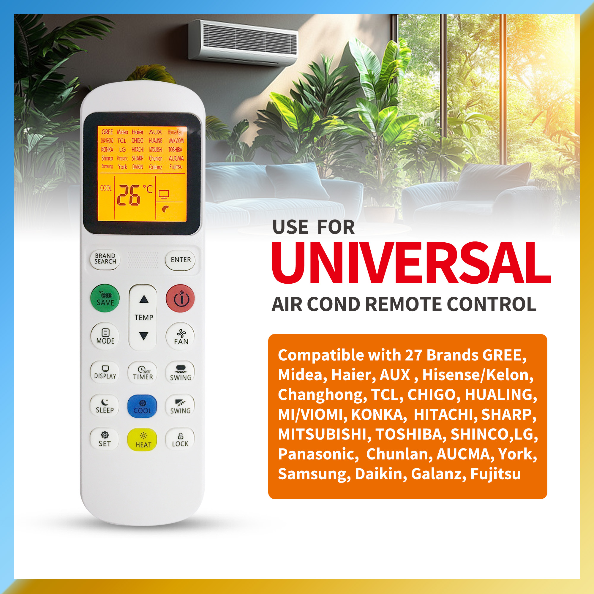 Air cond Remote Control Replacement for Panasonic Gree Carrier Midea LG ...