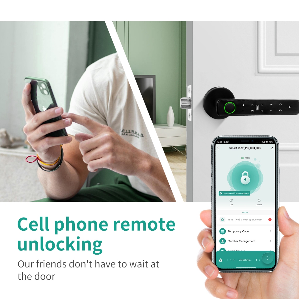 Smart Door Lock Fingerprint Password Key Card Unlock 5in1 Semi-Automatic Security Door Lock 指紋 ...