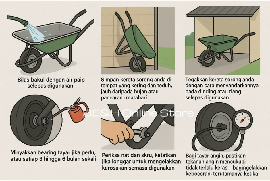 KERETA SORONG BESI PVC WHEEL BARROW TOLAK HEAVY DUTY DEEP SHALLOW ...