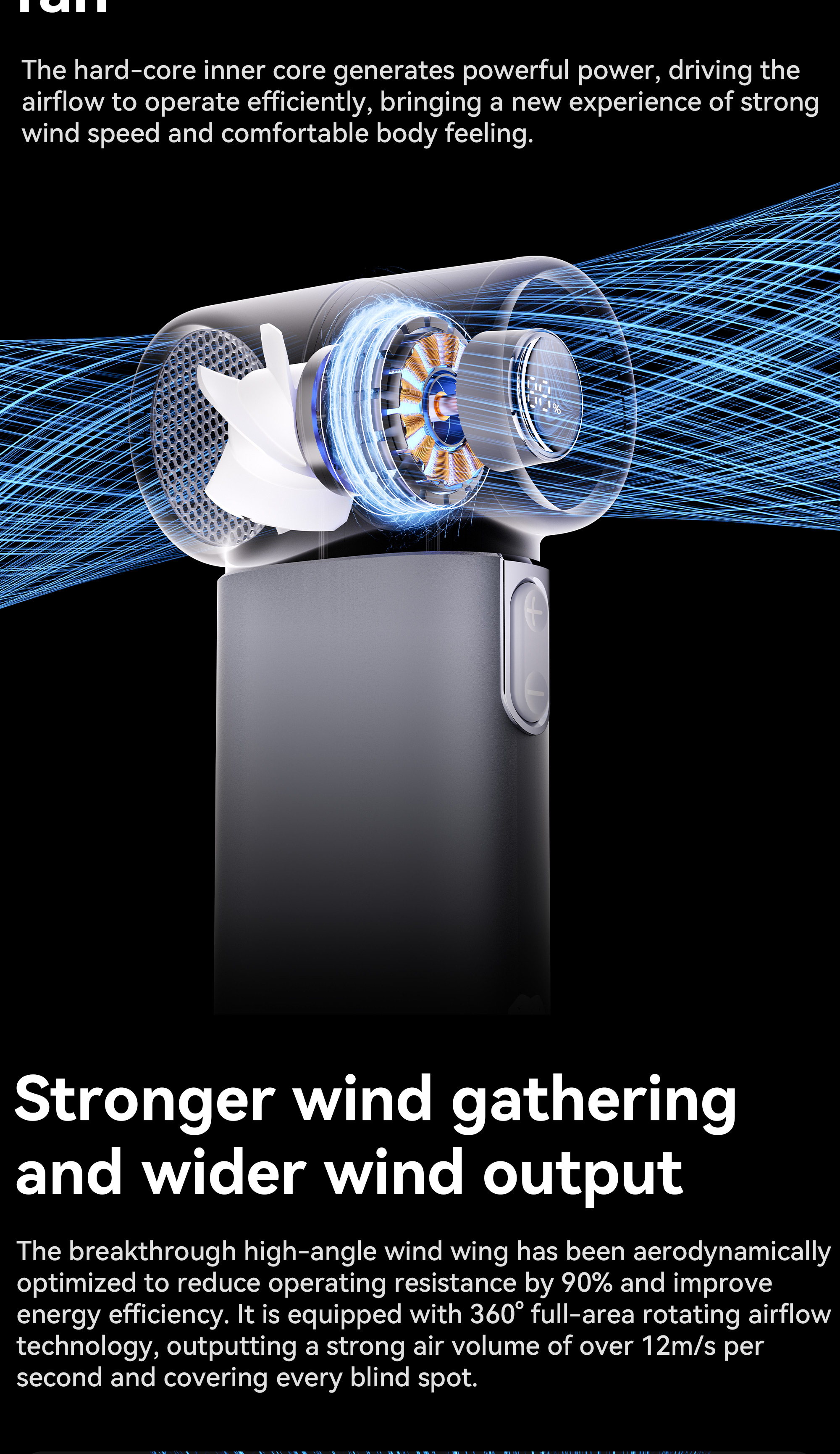 Amgras MetaHeld Fan UltraS Ultra-high speed turbo handheld fan portable ...