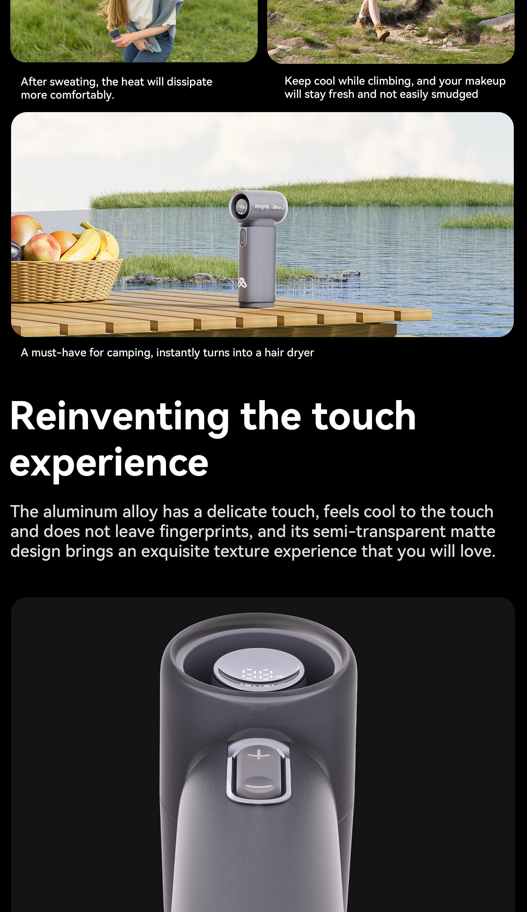 Amgras MetaHeld Fan UltraS Ultra-high speed turbo handheld fan portable ...