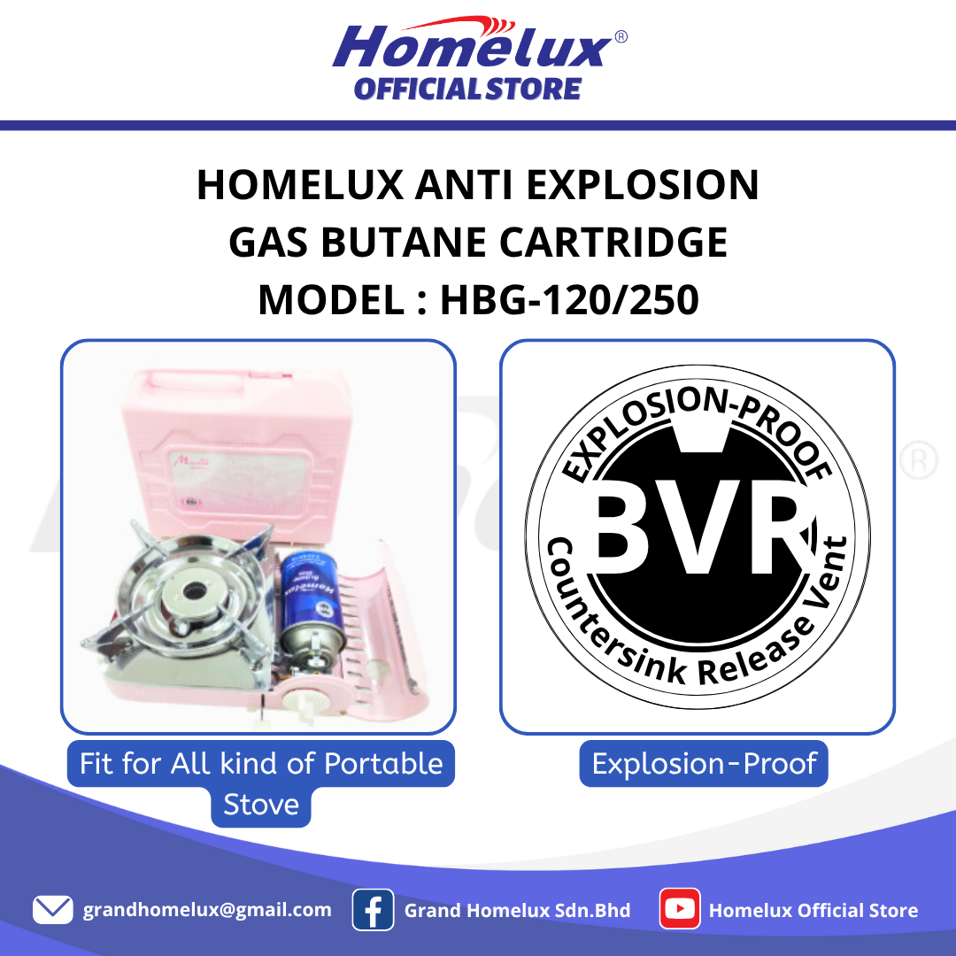[ 1 PCS ] HOMELUX ANTI EXPLOSION GAS BUTANE CARTRIDGE HBG-120/HBG-250 ...